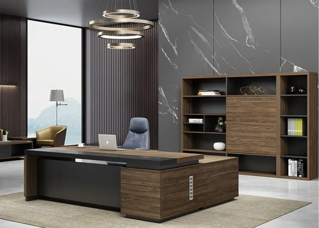 Premium Classic Executive Office Desk with Side Rack – Crossfunction